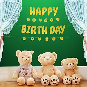 CUTPOPUP Gold Glitter Happy Birthday Banner - Pre-Strung - and Gold Glitter Circle, Star, Heart, Gift Dots Garland for Men Women Birthday Party Decorations, Happy Birthday Door Banner