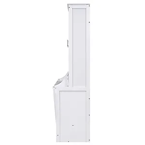 YSWH Queen Size High Murphy Bed Chest, Wood Murphy Bed Frame with Shelf Desk, Mobile Versatile Chest Bed Folding Bed for Bedroom Furniture, Foldable Platform Bed Folded into Cabinet (White)