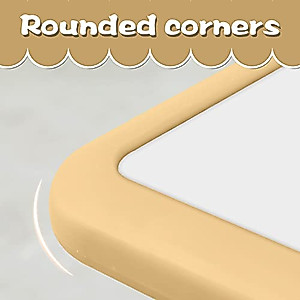 monleelnom Children's Table and Chair Set Suitable for Boys and Girls Age 2-12 Height Adjustable Table top Can be Painted with 6 Seats Suitable for Family Learning Daily use (Wood Color)