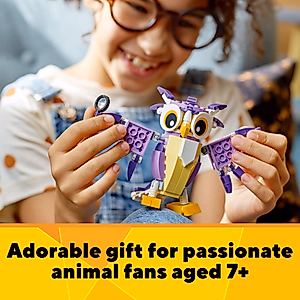 LEGO Creator 3 in 1 Fantasy Forest Creatures, Woodland Animal Toys Set Transforms from Rabbit to Owl to Squirrel Figures, Gift for 7 Plus Year Old Girls and Boys, 31125