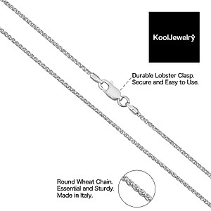 Kooljewelry Sterling Silver Round Wheat Chain Necklace (1.5 mm, 20 inch)