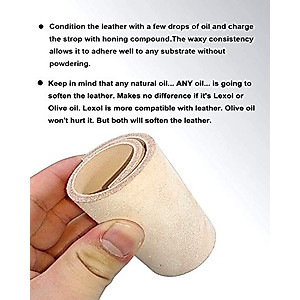 LAVODA Leather Honing Strop for Knife Sharpening with Polishing Compound 3 Inch by 8 Inch Double Sided Stropping Leather Knife Strop and Stropping Compound for Woodcarving Knife Polishing Sharpening