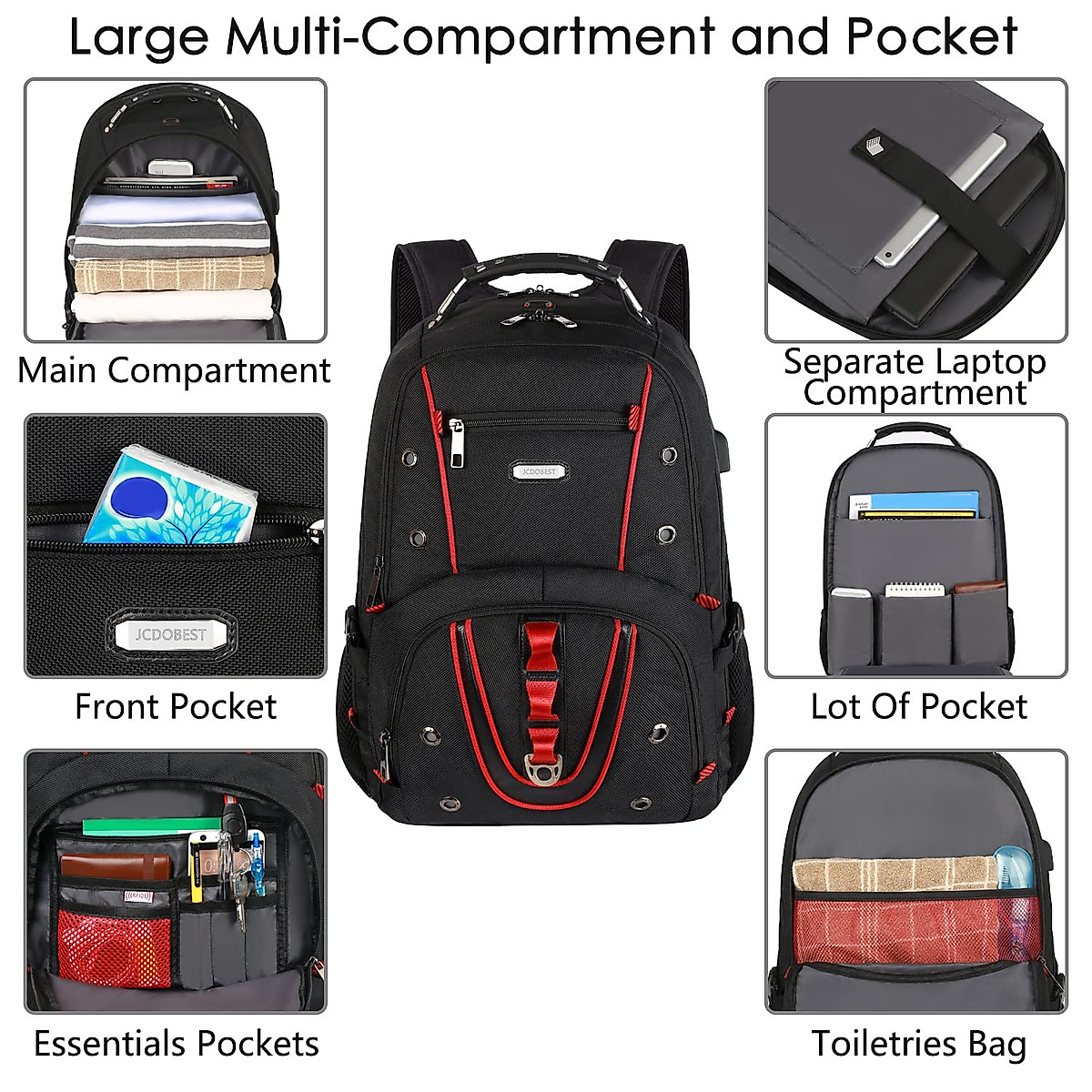 Travel Laptop Backpack,17.3''Extra Large Capacity College School Bookbags with USB Charging Port,TSA Friendly Business RFID Anti Theft Pocket,Durable Heavy Duty Big Computer bag Backpack for Men Women