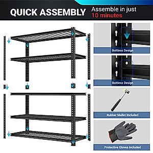 FLEXIMOUNTS Garage Shelving, Storage Racks and Shelving, Basement Storage Shelves, Garage Storage Shelves, 5-Tier Metal Shelf, 48" W x 24" D x 72" H