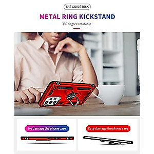 YZOK Case for Samsung Galaxy A53 Case,with HD Screen Protector, [Military Grade] Ring Car Mount Kickstand Hybrid Hard PC Soft TPU Shockproof Protective Case for Samsung A53 (Red)