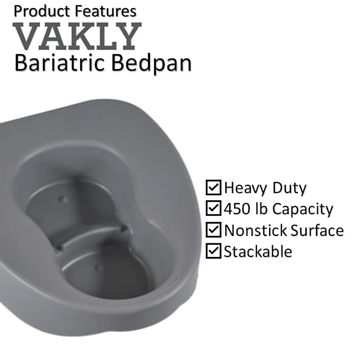 Heavy Duty Large Bariatric Bedpan – Wide Smooth Portable Contoured Stackable Bed Pan – - for Bed-Bound/Bedridden Patient. for Women and Men -15 Inches Long by 13 Inches Wide - Weight Capacity 450 lb