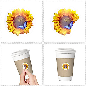 1000 Pieces Sunflower Round Adhesive Labels,Vintage Flower Stickers Roll for Cards Envelope Gift Boxes Envelope Seals Stickers(2 Rolls)