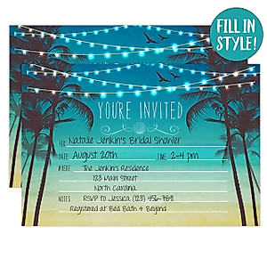 Your Main Event Prints 20 Beach Palm Tree Invitations – Nautical, Rustic Elegant Invites for Weddings, Rehearsal Dinners, Bridal Showers, Engagements, Birthdays, Bachelorette Parties, Baby Showers