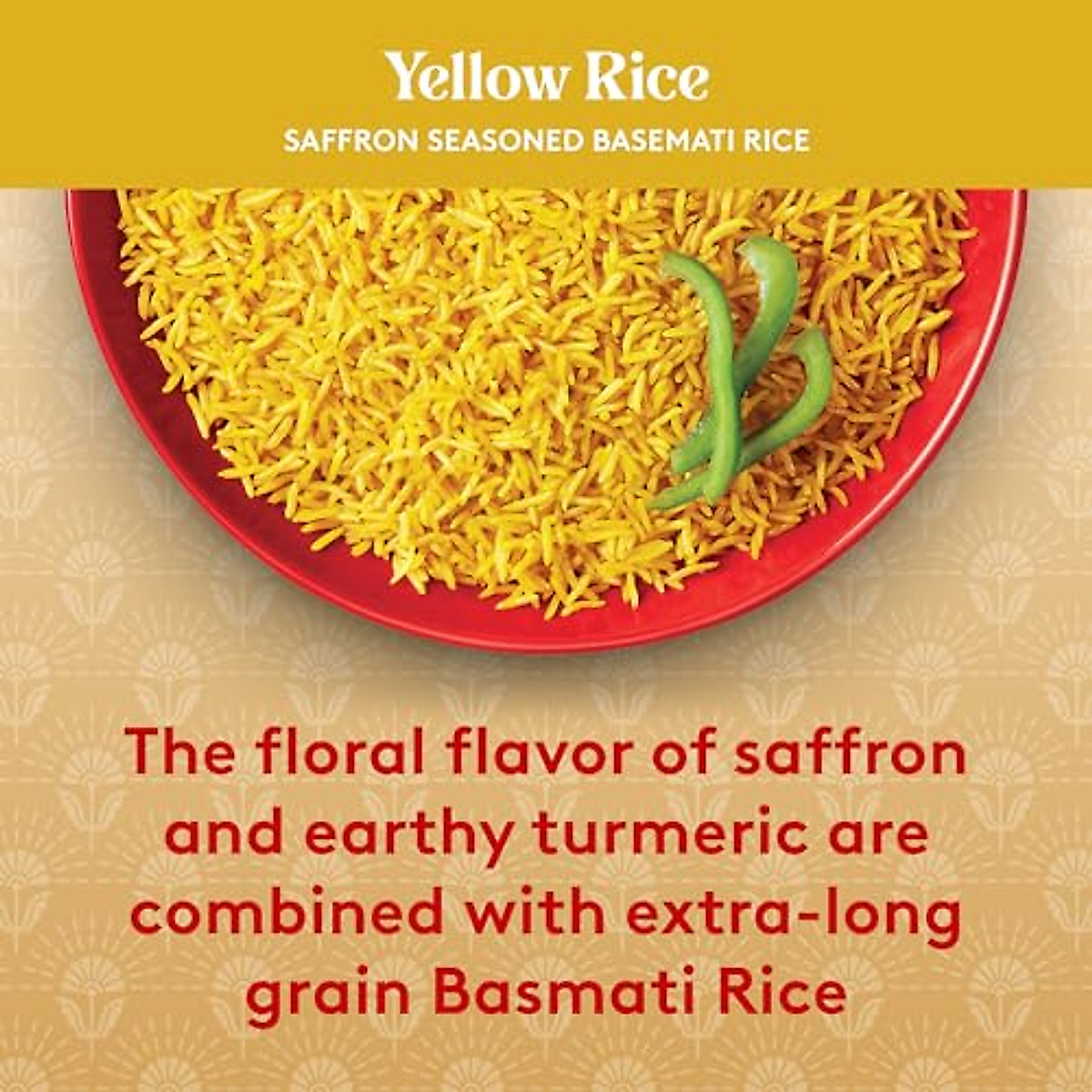 Royal Yellow Saffron Basmati Rice - Ready to Heat Basmati Rice - (4 Pack) 8.5 oz Microwaveable Pouch