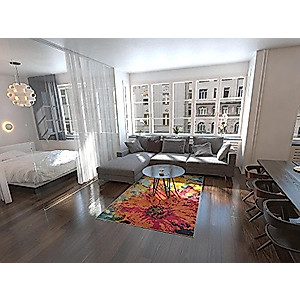 Unique Loom Estrella Collection Distressed, Floral, Abstract, Modern, Bright Colors Area Rug, 5' 0" x 8' 0", Multi/Blue