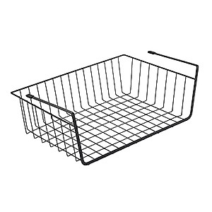 GENIYA Under Shelf Basket, 6PCS Hanging Storage Basket for Pantry Cupboard Laundry Room Slide-in Baskets Organizer for Kitchen Counter Desk Bookshelf, Space Saving, Easy to Install, Black