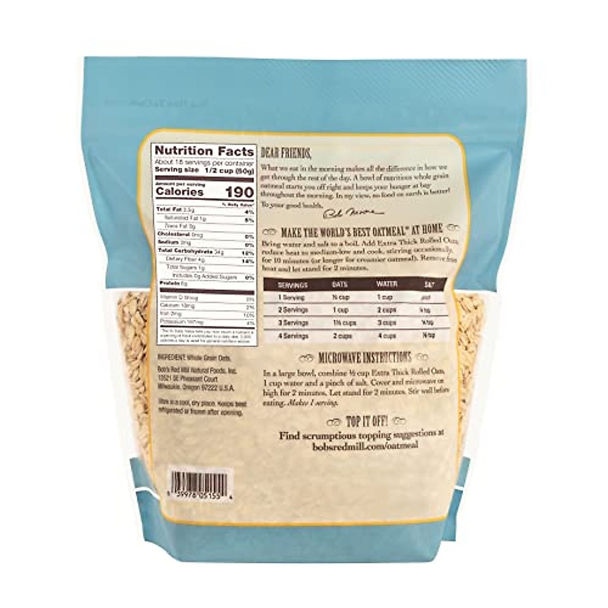 Bob's Red Mill Extra Thick Rolled Oats, 32 Oz