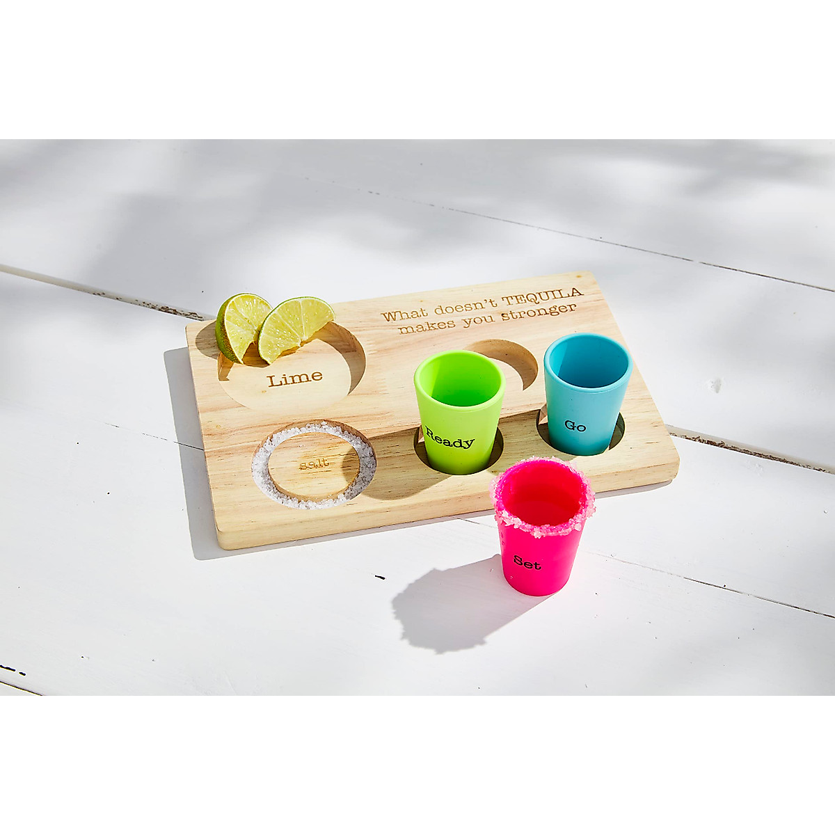 Mud Pie Tequila Set, board 7" x 10 1/4" | shot 2 1/2 oz, BROWN
