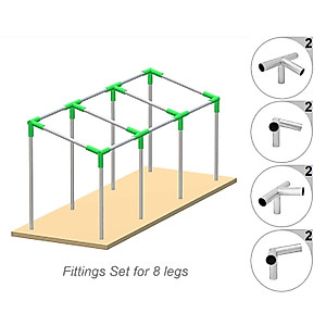 GoodsZone Canopy Fittings Kit 1 3/8" Slant Roof Carport Gazebo Slope Lean to Shed Greenhouse Frame Connectors, Full Set for 6, 8, 10 Legs, Choose Size (for 8 Legs)