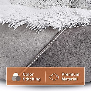 JOEJOY Small Dog Bed & Cat Bed, Anti-Anxiety Puppy Cuddler, Cozy Soft Round Fluffy Plush Pet Bed, Machine Washable, Anti-Slip Bottom (20", Grey)