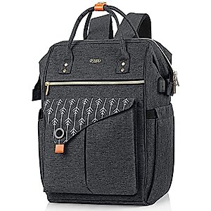 RJEU Backpack for Women, Anti Theft Slim Durable Travel Laptop Backpack with USB Charging Port, Water Resistant College School Backpack Fits 15.6 Inch Notebook, Black