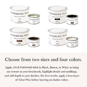 Jolie Finishing Wax - Protective topcoat Paint - Use on interior furniture, cabinets, walls, home decor and accessories - Odor-Free, Non-Hazardous - Clear - 120 ml