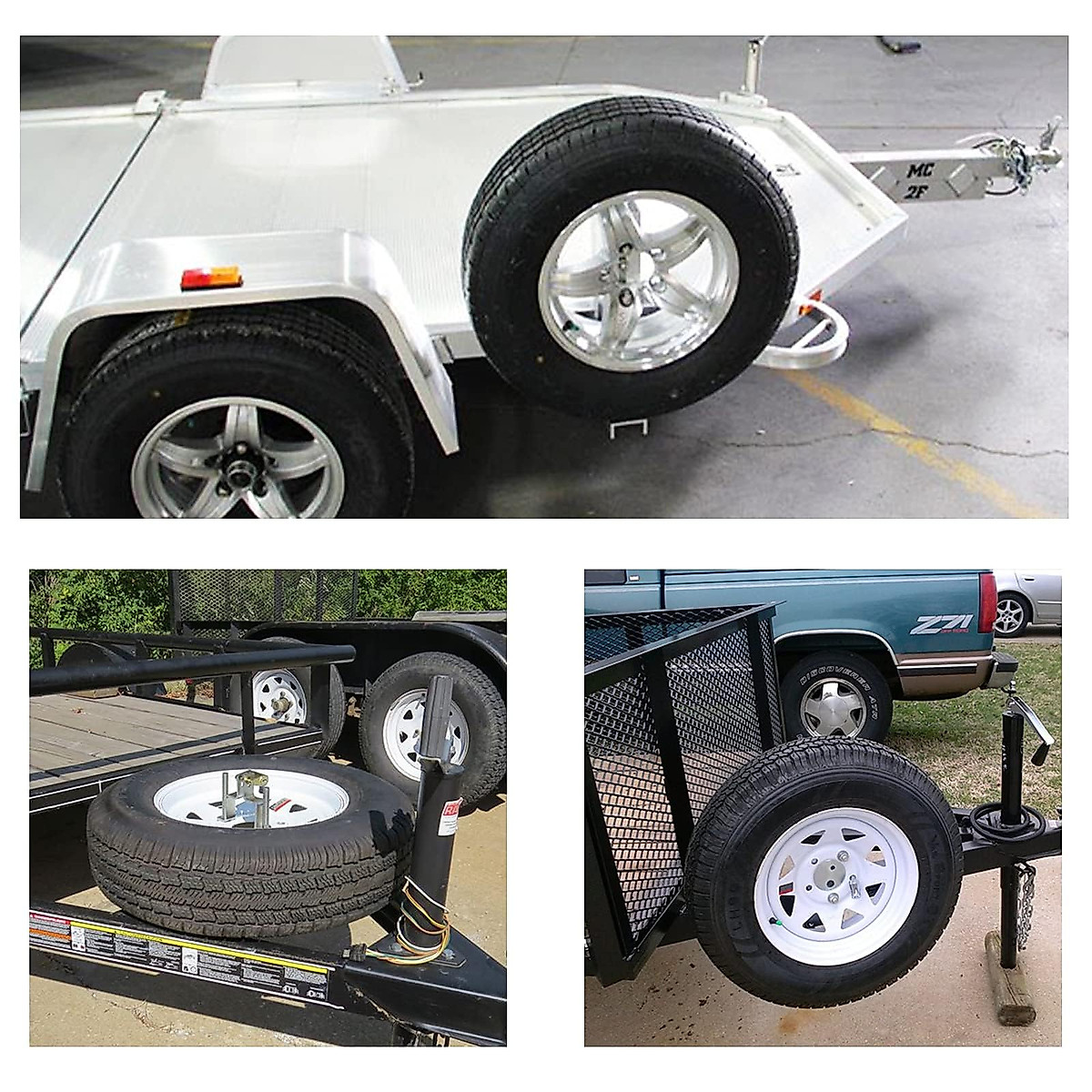 Qualward Spare Tire Mount Bracket for Trailer, Spare Tire Carrier Powder Coat Steel Black, Fits Most 4 & 5 & 6 Lugs Wheels on 4", 4.5'', 4.75'', 5" or 5.5" Bolt Patterns. (4- 4.75 Inch)