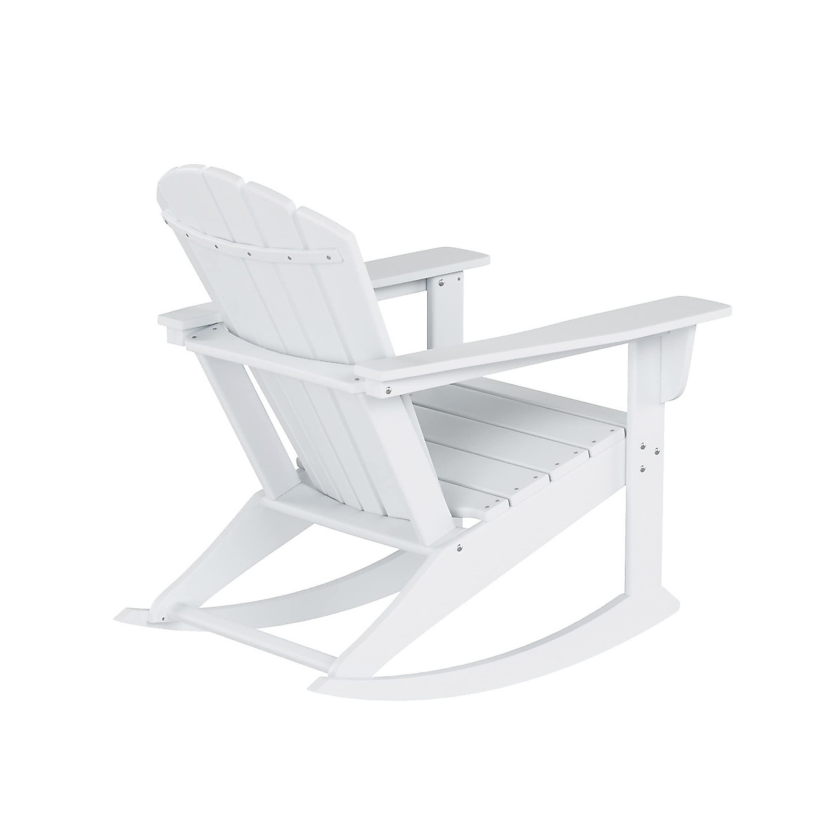 Costaelm Outdoor Adirondack Chair, All Weather Resistant Lawn Chairs Balcony Chair and Fire Pit Chairs, Deck Chairs Outdoor Porch Rocking Chair High Back HDPE Poly Lumber, White