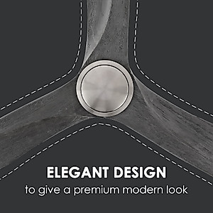 WINGBO 60 Inch DC Ceiling Fan without Lights, 3 Reversible Carved Solid Wood Blades, 6-Speed Noiseless DC Motor, Ceiling Fan No Light with Remote, Brushed Nickel Finish with Gray Blades