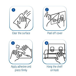 ODesign Adhesive Bathroom Shelf Organizer Shower Caddy Kitchen Spice Rack Wall Mounted No Drilling SUS304 Stainless Steel Rustproof - 2 Pack