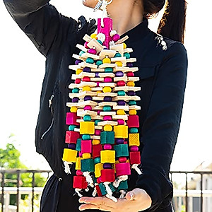 PANQIAGU Parrot Toys for Large Birds - Multicolored Natural Wooden Blocks Bird Tearing Toys Suggested for Macaws Cockatoos,African Grey, and a Variety of Amazon Parrots(X- Large)