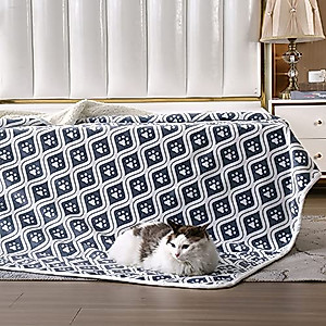Long Rich Sherpa Fleece Pet Blanket Furniture Protector,Super Soft Warm Plush Pet Throws Blankets(White paw Ogee, 80 L x 60 W)