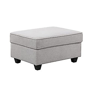 Favfurish 125" Linen 7-Piece Modular L-Shaped Sectional Sofa with Ottoman, Customizable Couch with Pocket Coil Seating and 6 Accent Pillows for Living Room or Family Room,Light Gray