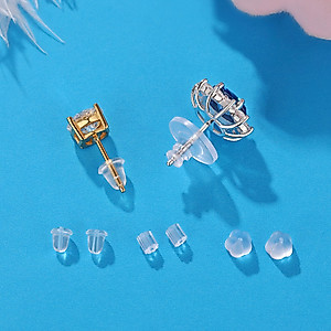 6 Styles Silicone Earring Backs for Studs, 600 Pieces Clear Soft Earring Backs Replacements Hypoallergenic Plastic Rubber Earring Backs Clutch Stoppers Kits for Fish Hook Hoops