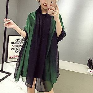 SNUG STAR Cotton Silk Scarf Elegant Soft Wraps Color Shade Scarves for Women (Dark green)