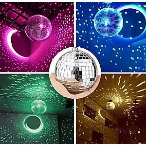 2 Pieces Mirror Disco Ball, Silver Hanging Ball for 50s 60s 70s Disco DJ Light Effect Party, Hanging Ball for Party or DJ Light Effect, Festivals Party Favors and Supplies (4 Inch)