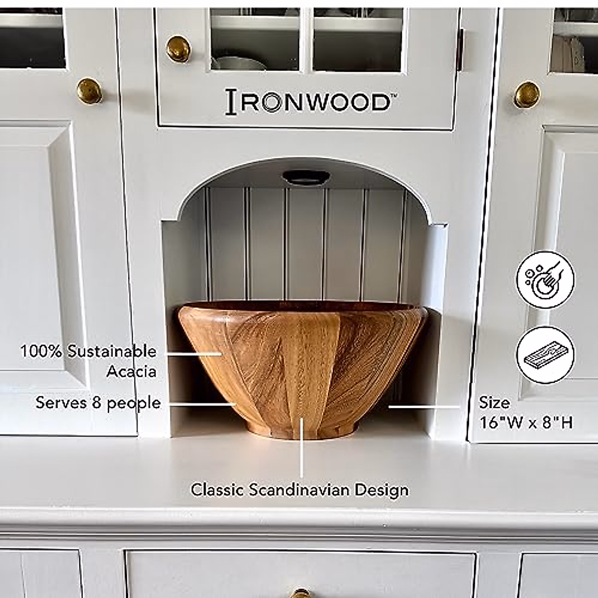 Ironwood Gourmet Salinas Extra Large Fruit and Salad Bowl, Acacia Wood