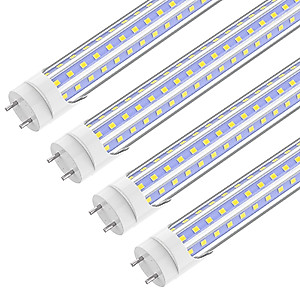 SHOPLED 4 Pack T8 LED Bulbs 4 Foot, 36W 4680LM 5000K Daylight White, Type B 4FT LED Bulbs, Fluorescent Tubes Replacement, D-Shaped, Ballast Bypass