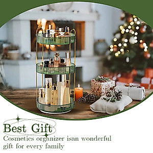 YEEYAA Rotating Makeup Organizer for Vanity,Large-Capacity Skincare Perfume Organizers,360° Spinning Cosmetics Storage Vanity Shelf Countertop,Make up Organizer Tray for Perfume,Skin Care,Lipsticks