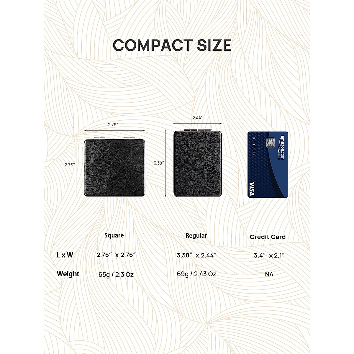 OMIRO Compact Mirror, Classical PU Leather 1X/3X Magnification, Pocket Ultra Portable for Purses and Travel (Black)