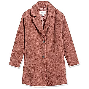 Amazon Essentials Women's Teddy Bear Fleece Oversized-Fit Lapel Jacket (Previously Daily Ritual), Dusty Rose, Large