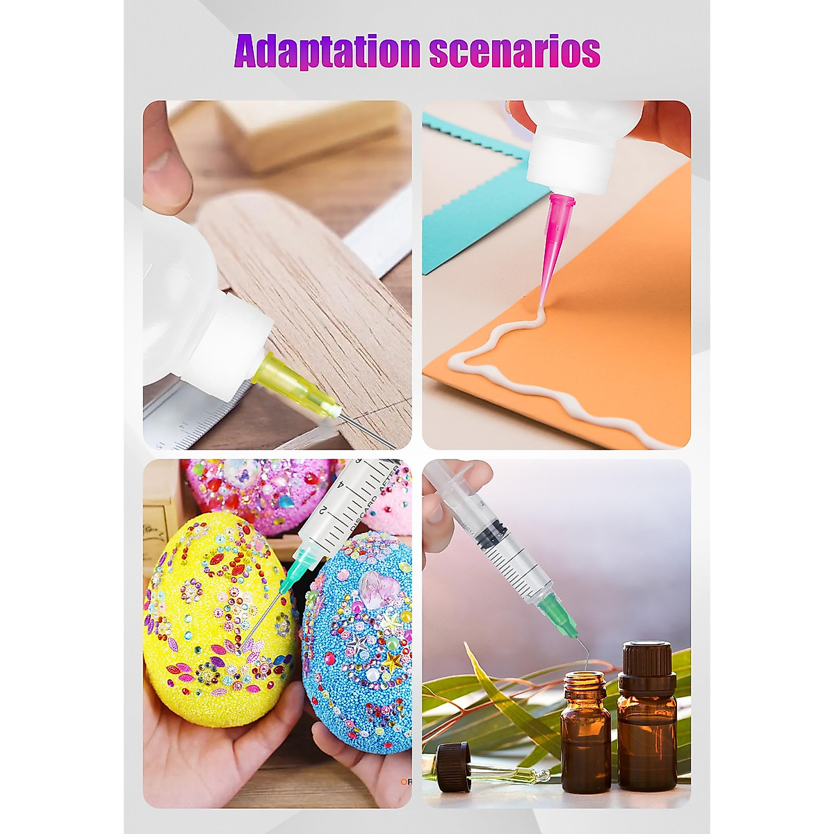 Glue Syringe Needle Tip Squeeze Bottles Set (1ml-50ml), 14G-22G Blunt Needle Tip with Caps, Precision Glue Applicator for Oil, Ink and Art Crafts