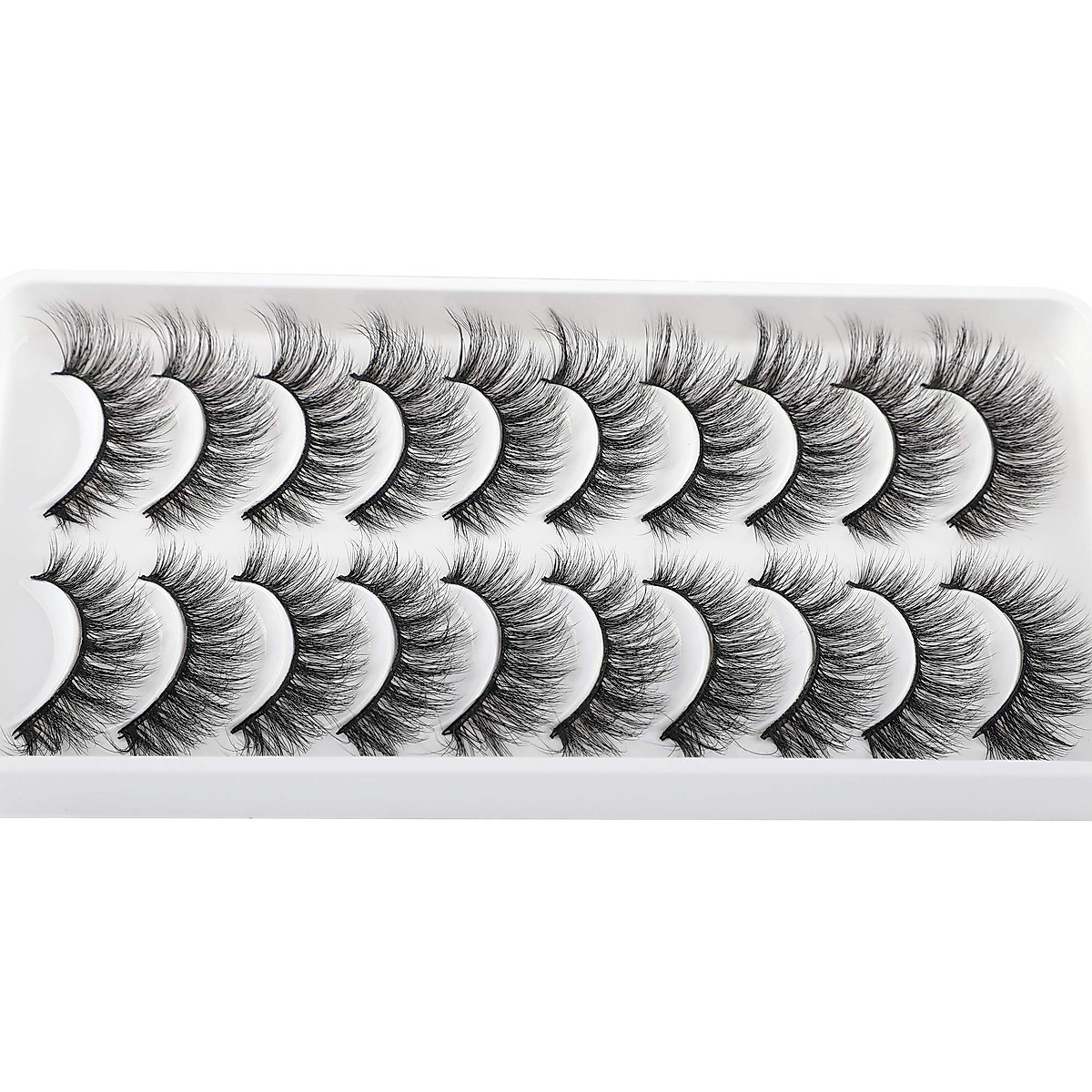 JIMIRE 10 Pairs Fake Eyelashes Fluffy Natural False Lashes Cat-Eye Lashes Pack