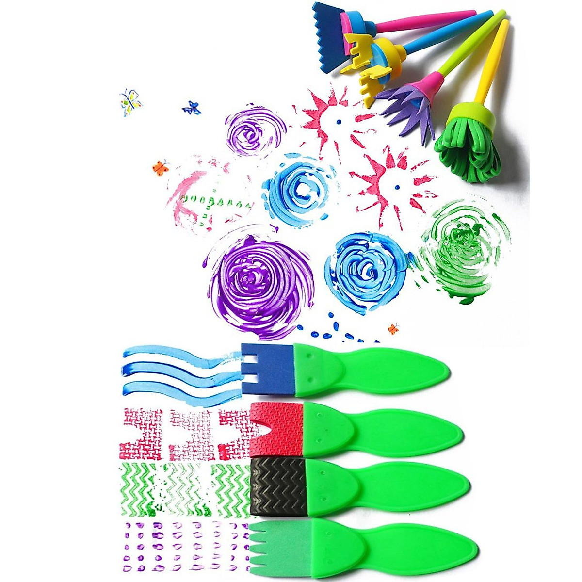 Art & Craft Painting Drawing Tools Mini Flower Sponge Brush Set Fun Kits Early DIY Learning