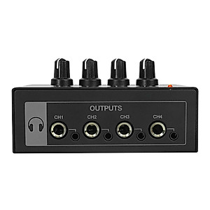 Rockville RHPA4 4 Channel Professional Headphone Amplifier Stereo or Mono Amp, Black, 4.6” x 3” x 2.36”