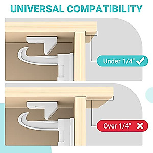 Cabinet Locks for Baby Child Safety - 12Pack Baby Proofing Cabinets Latches Locks for Babies Kids Toddlers, No Drilling Adhesive Invisible Child Proof Cabinet Lock, for Most Cabinets Drawers Cupboards