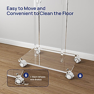 HMYHUM Acrylic Podium Stand with Lockable Wheels, Angle & Height Adjustable, Clear Rolling Podium, Mobile Lecterns & Pulpits for Classroom, Concert, Church, Speech, Multi-Purpose, Modern