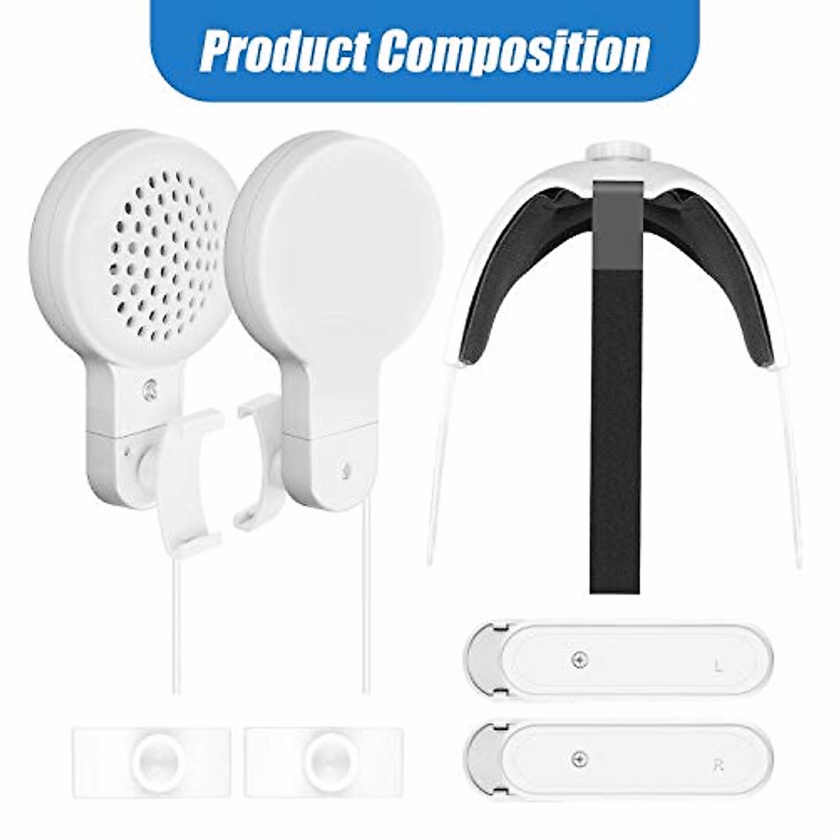 Eylgo Adjustable Head Elite Strap with Headphones for Oculus Quest 2 VR, Rotate 360 ​​Degrees Enhancing Sound Game Audio Headset Oculus Quest 2 Strap Replacement