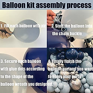 Orgnafey Night Blue and Ice Silk Blue Balloons Garland Kit 134PCS Navy Blue Metallic Silver 18-10-5 inch Balloon Arch For Birthday Graduation Anniversary Baby Shower Wedding Party DIY Decorations