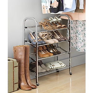 Whitmor Adjustable Rolling Shoe Rack, 12 Pair