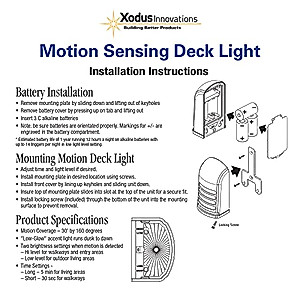 Xodus Innovations BL775D Battery Operated Motion Activated LED Deck and Stair Light, Outdoor or Indoor Use, Weather Resistant, Bronze-Single