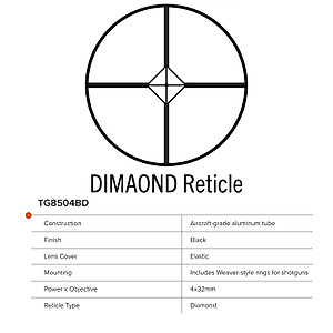 TRUGLO Compact 4x32mm Diamond Ballistic Reticle Black Riflescope (TG8504BD)