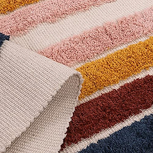 Ailsan Boho Kitchen Rug 2x5, Tufted Hand Woven Nursery Area Rugs Cotton Tassel Area Rug Colorful Rainbow Tufting Runner Throw Indoor Rugs for Vanity Farmhouse Bedroom Runner Bedside Playroom