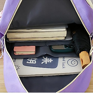 MIFJNF 5Pcs Kawaii Backpack Cute Backpack for School Aesthetic Backpack Kawaii School Supplies Backpack Set with Accessories (Blue)