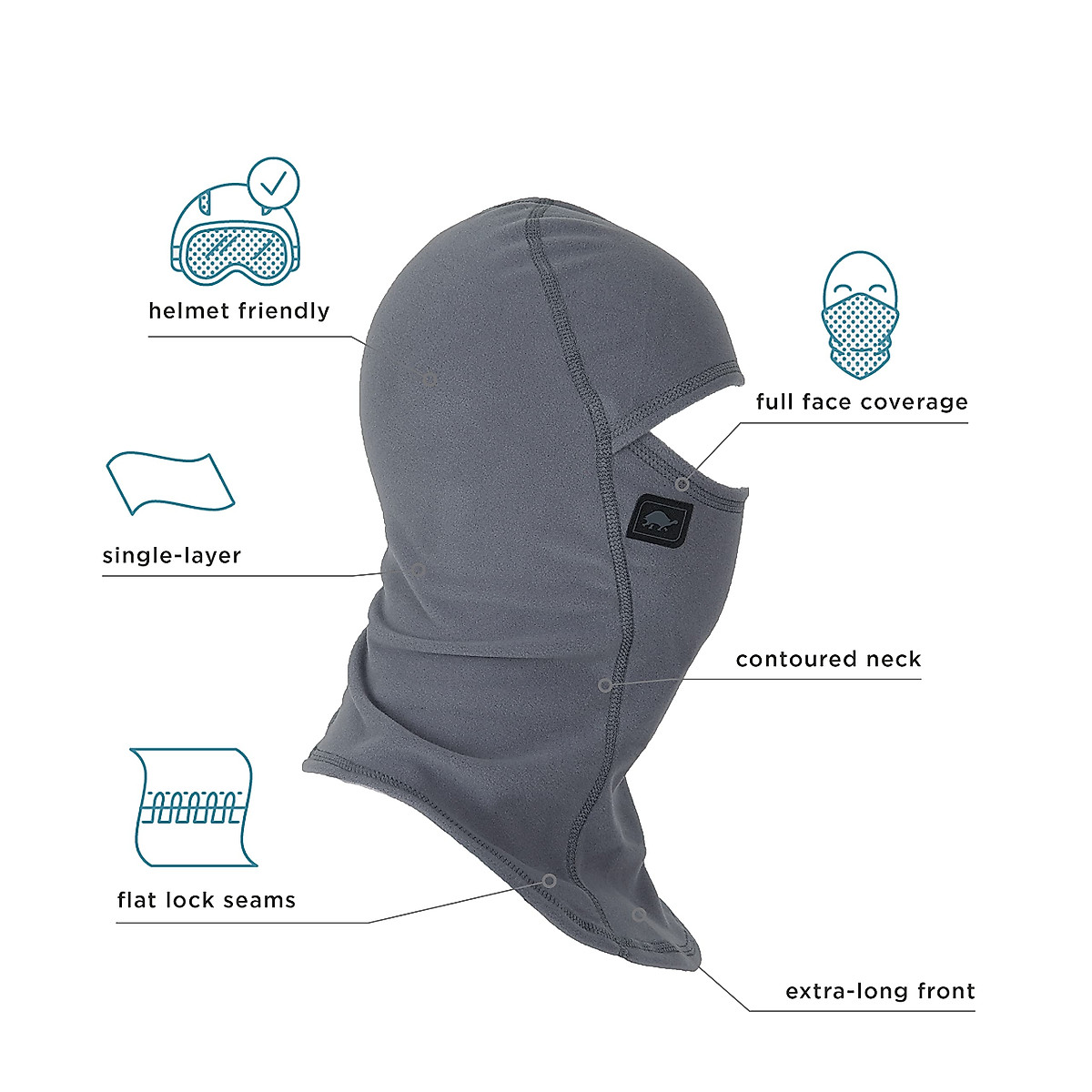 Turtle Fur Recycled Micro Fur Fleece MaxClava Single-Layer Performance Balaclava, Graphite